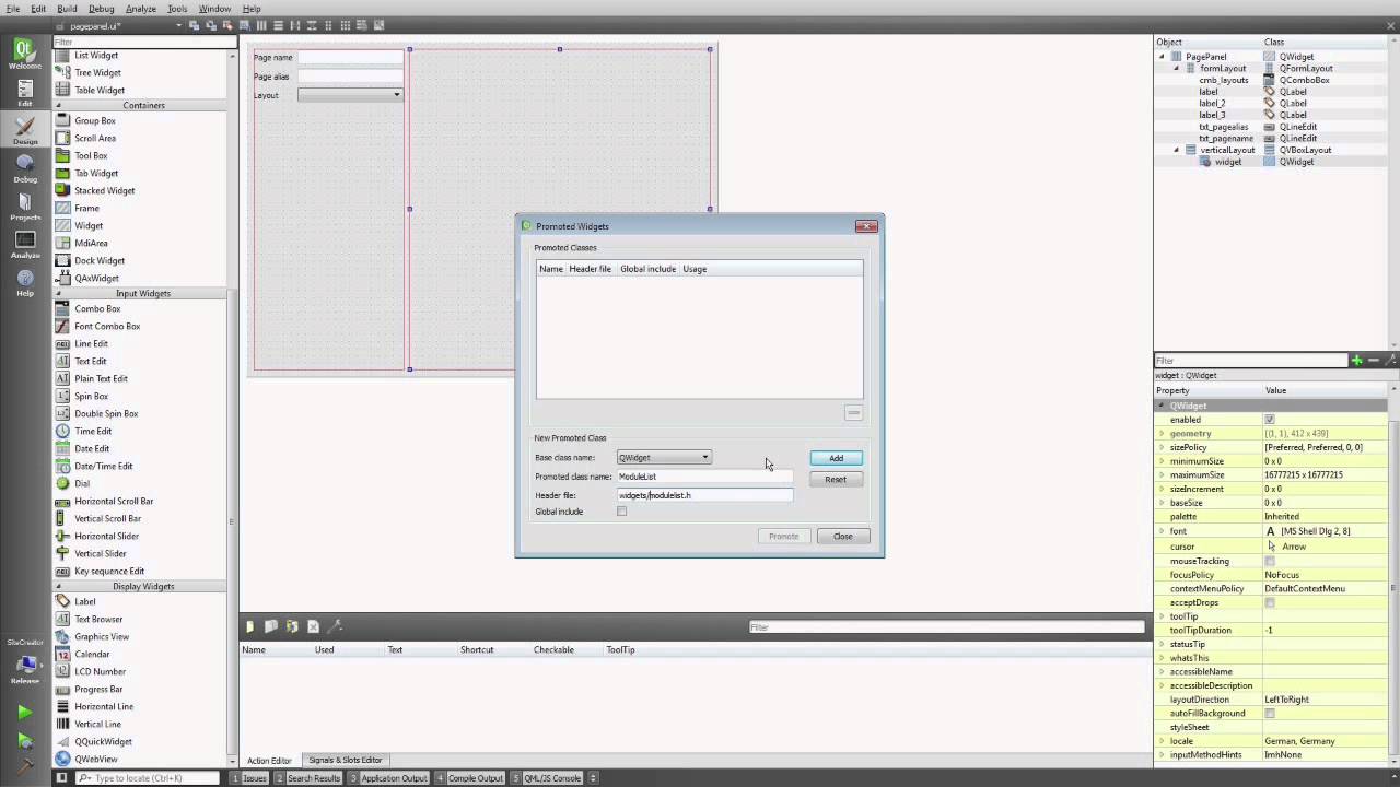 Qt, Widgets and data
