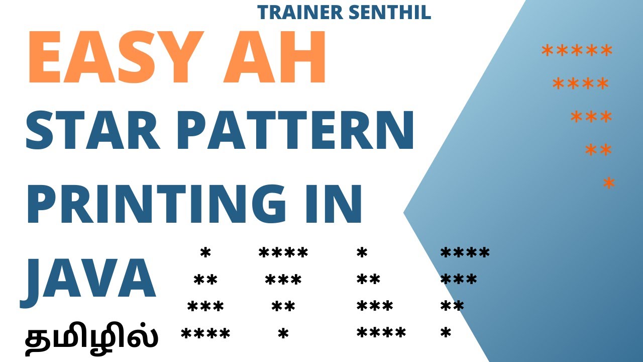 for loop Star Pattern Printing using Java Explained in Tamil. Easy Logic Explained