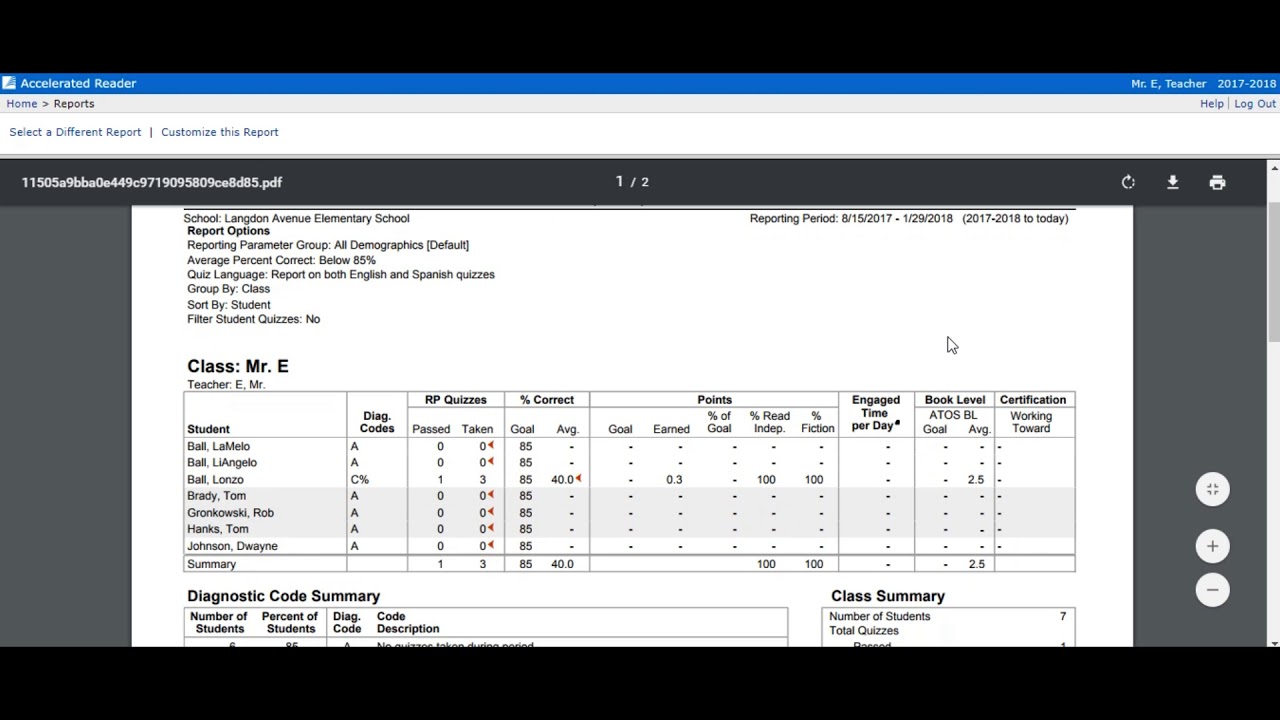How to Create an AR Student Progress Report