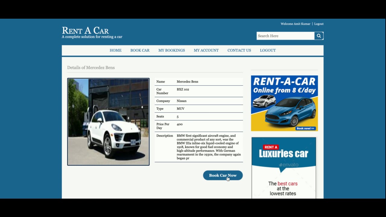 Rent A Car | Java JSP Servlet Project Tutorial | Java JSP CRUD Project
