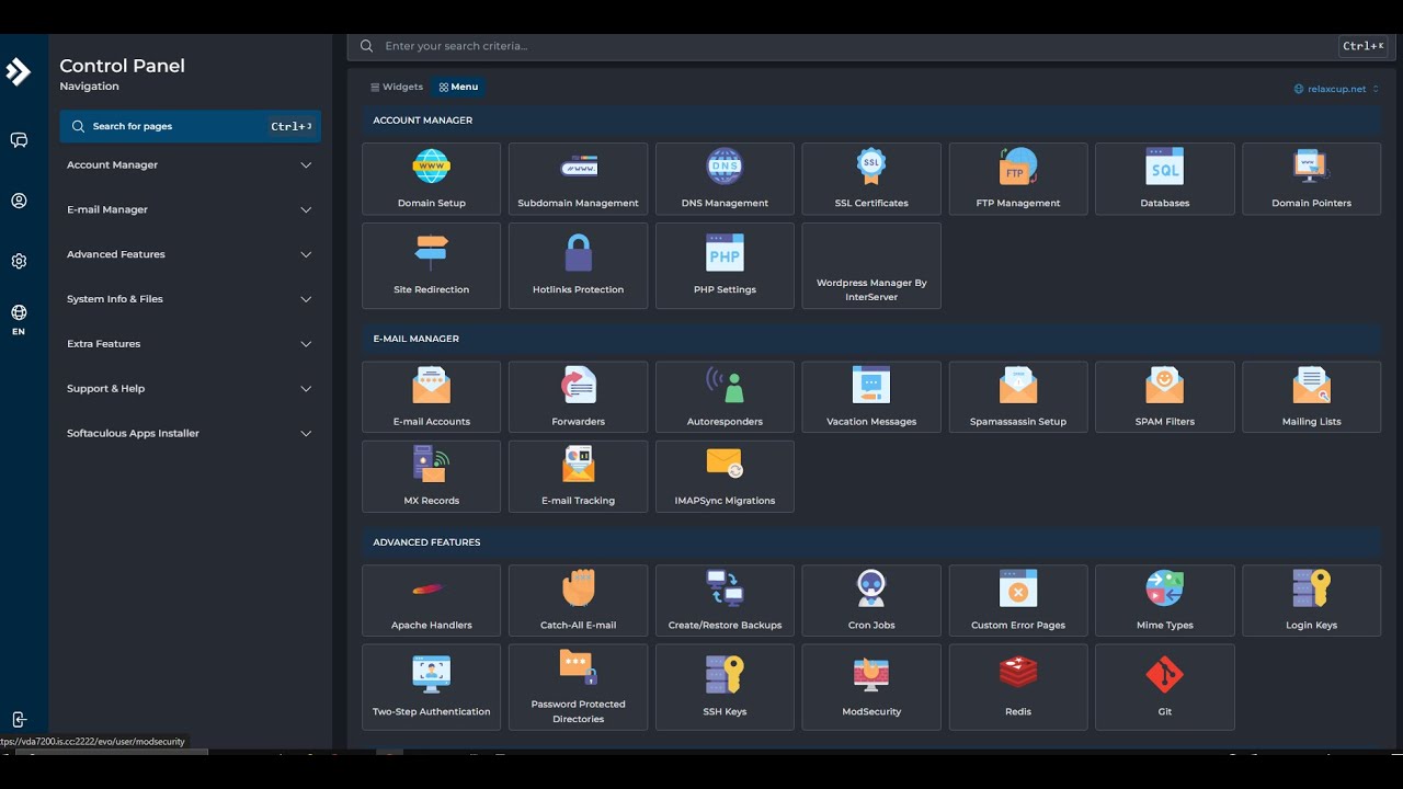 interServer Web Hosting basic tutorials for the DirectAdmin control panel