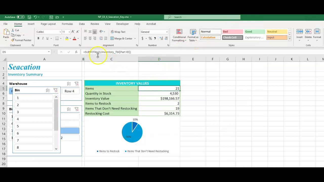 Excel 2019 - Module 6 - Seacation