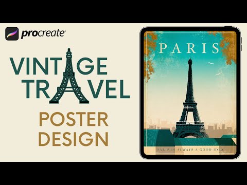 Vintage Paris POSTER DESIGN in PROCREATE - Easy IPAD PAINTING TUTORIAL
