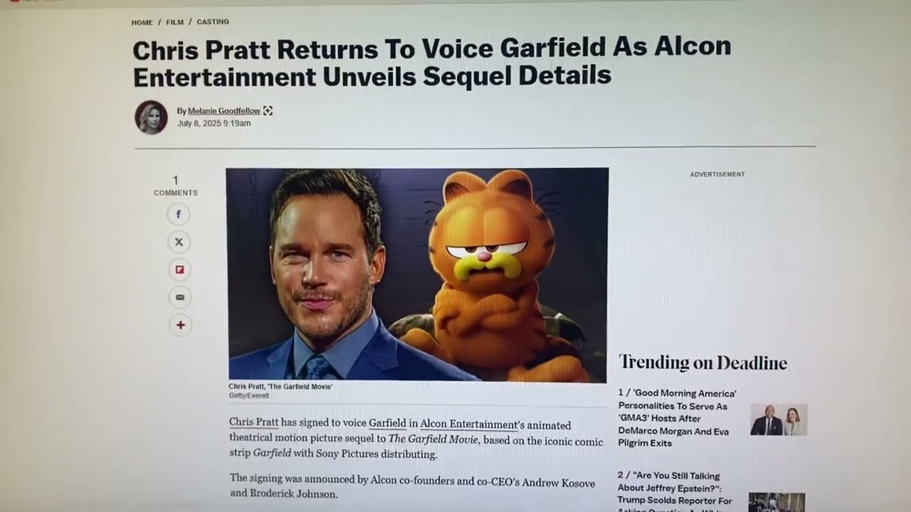 Chris Pratt is Back to Voiced Garfield in The Garfield Movie Sequel!!!