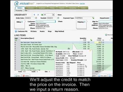 VictualNet Credit Memo Feature