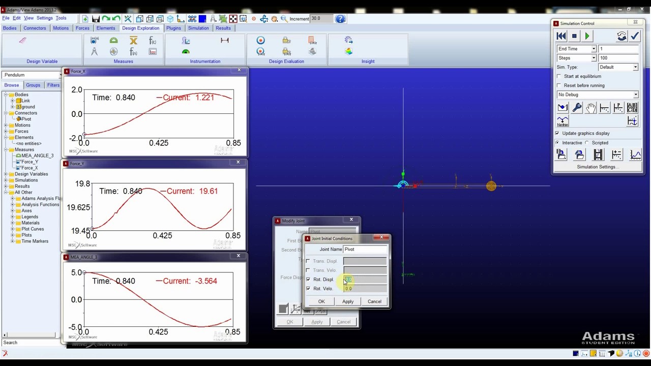 Msc ADAMS Tutorial 1 Simple Pendulum