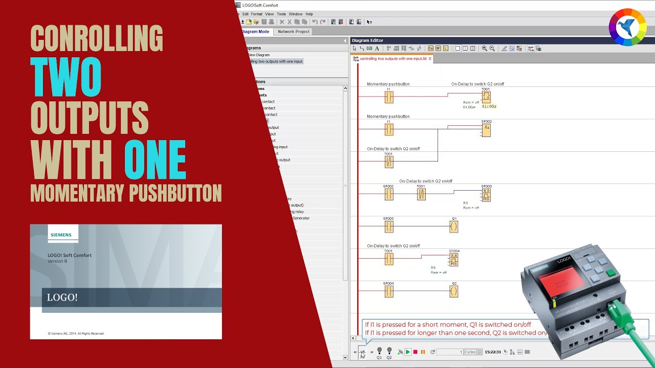 Controlling two Outputs with one Input - SIEMENS LOGO tutorial