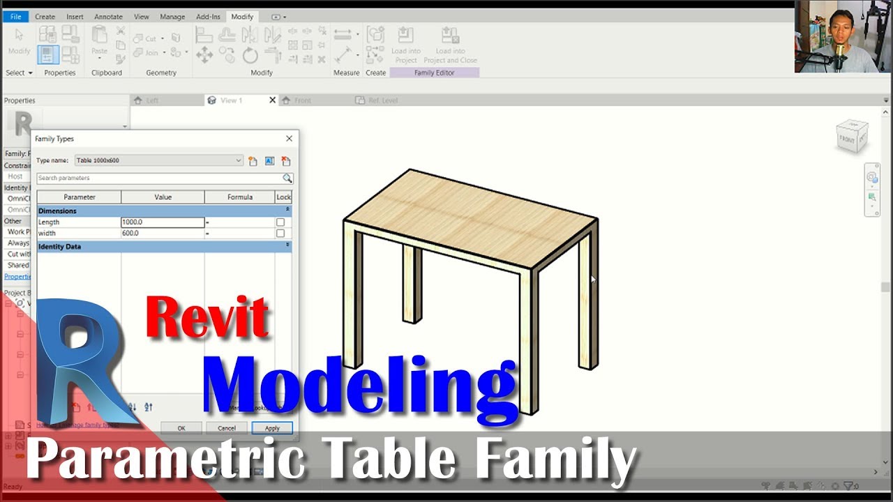 Revit Parametric Table Family With Length And Width Tutorial