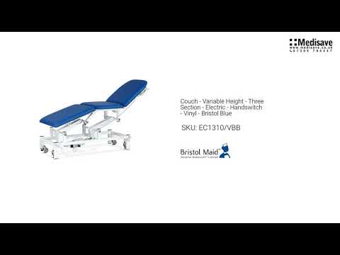Couch Variable Height Three Section Electric Handswitch Vinyl Bristol Blue EC1310 VBB