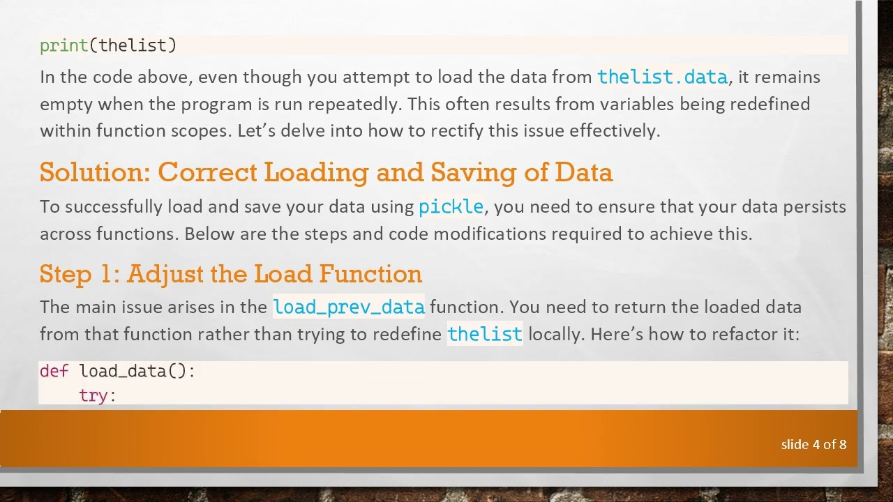 Mastering Data Persistence in Python: Saving and Loading with Pickle