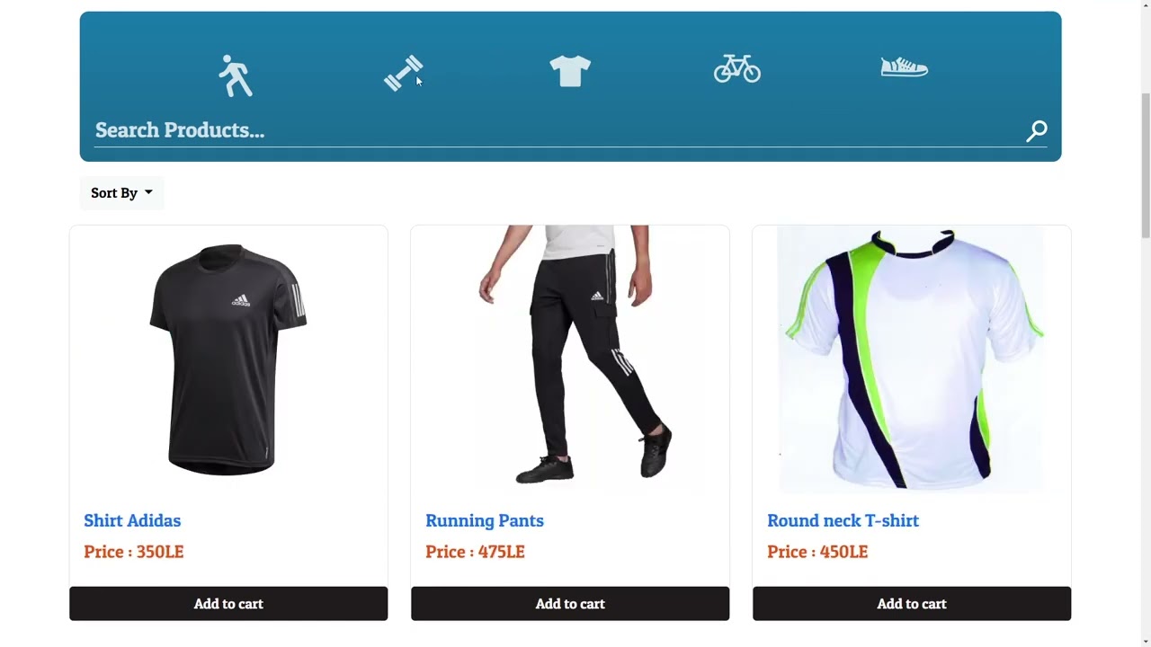 Sportio E commerce website - Node Js & Angular