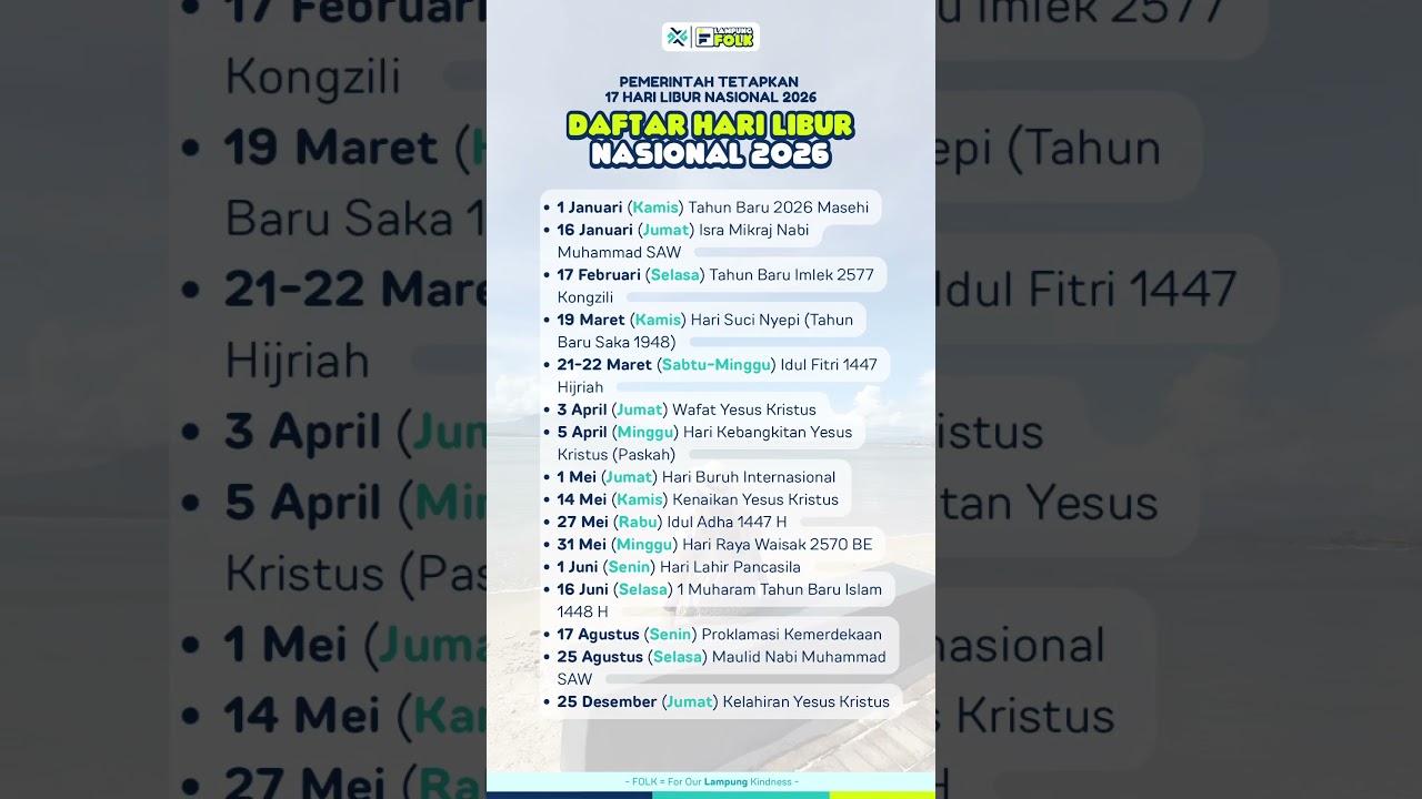 List of National Holidays 2026 #lampungfolk