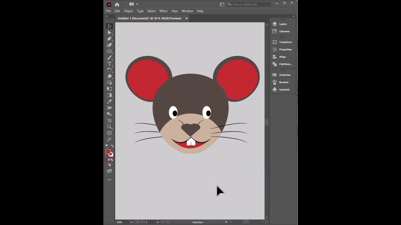 Mouse face design tutorial in Adobe illustrator