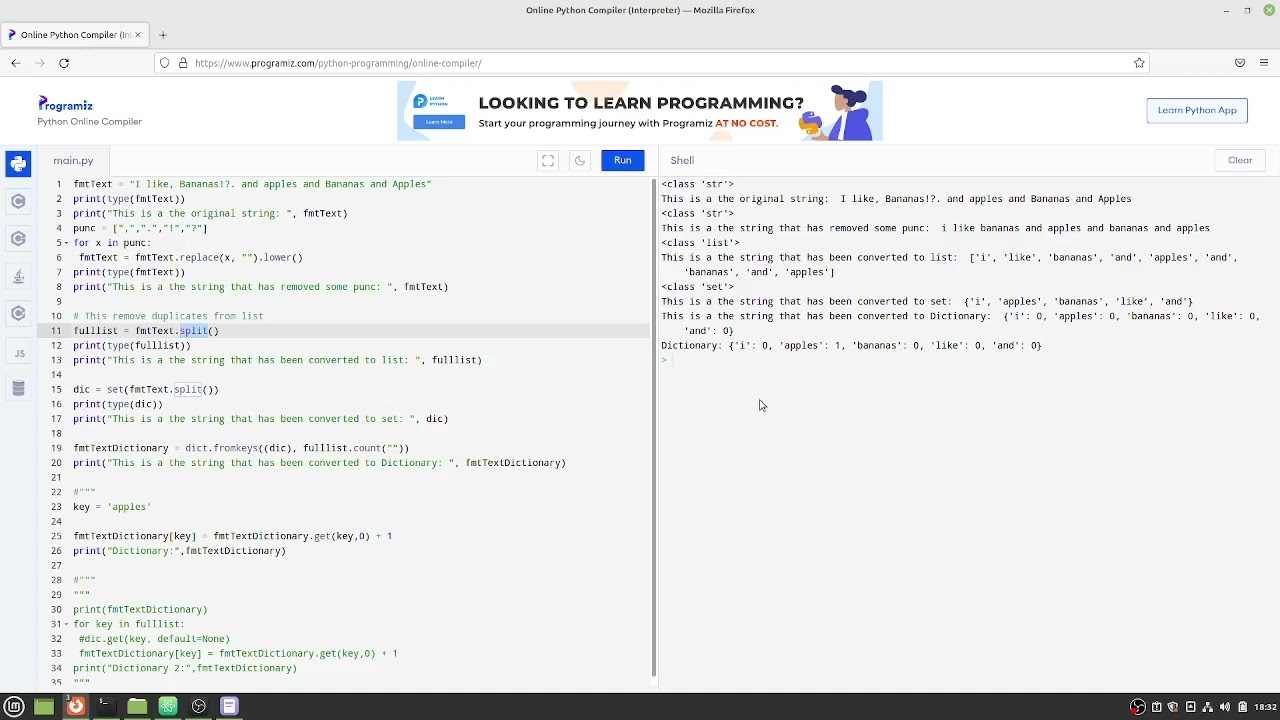 Python-Word Count Sample - Method Two- get() - how to Increment Dictionary Value