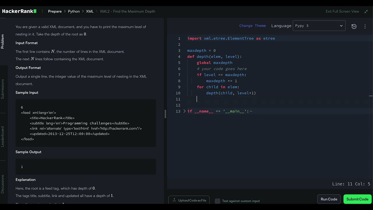 Hackerrank Python Solution  #2 XML - XML 2 Find the Maximum Depth