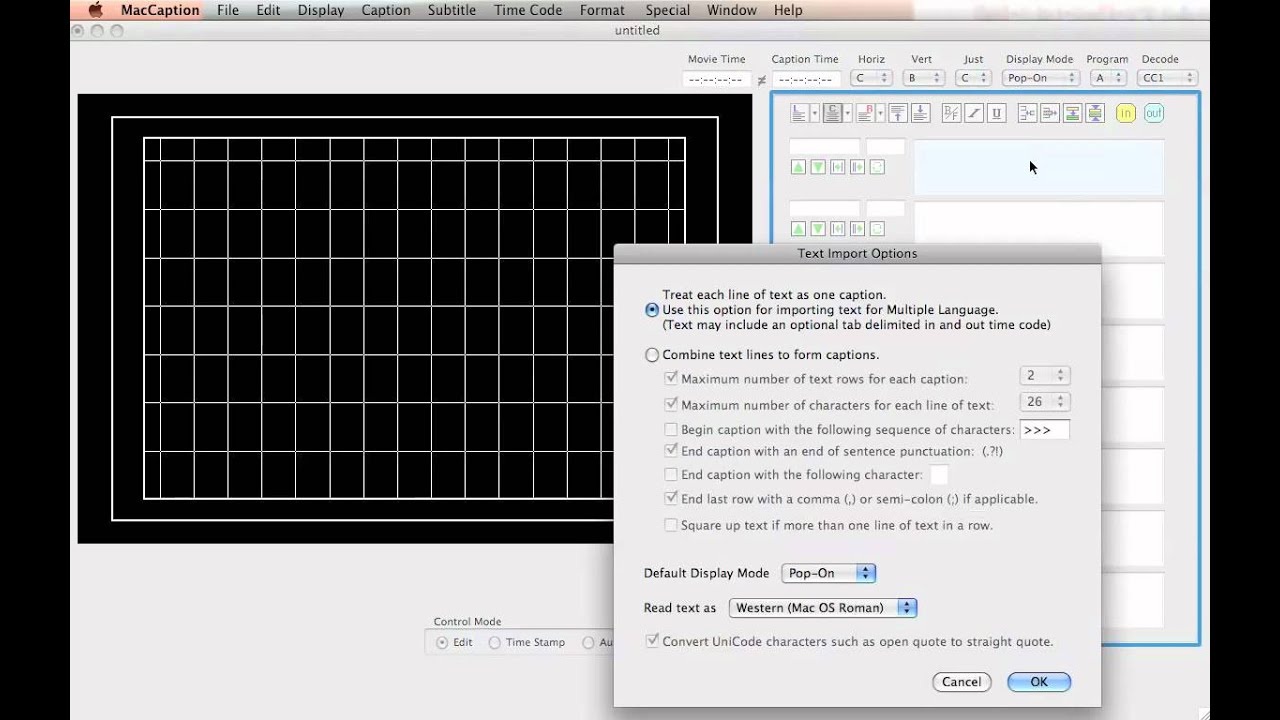 MacCaption - Importing Text