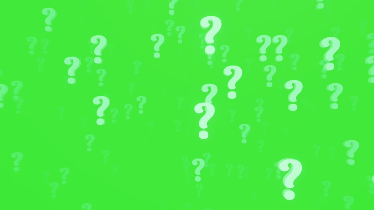 Question mark signs green screen background