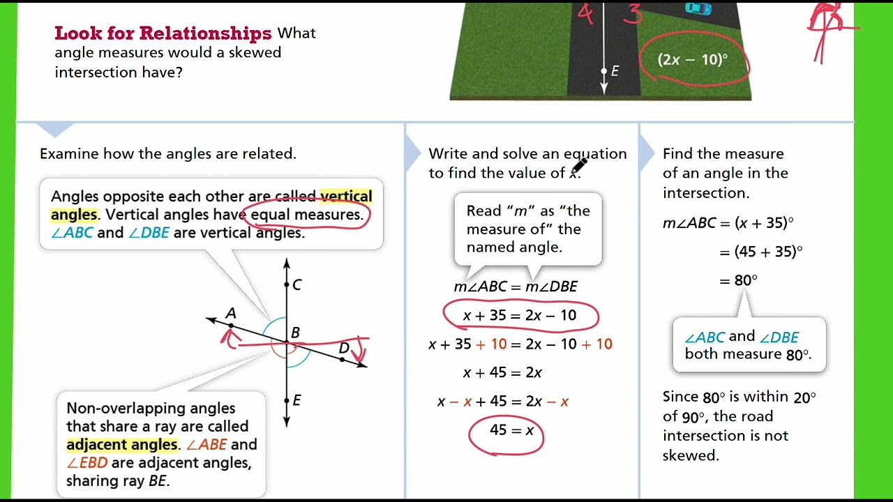 Envision Pre-Algebra 10-4: Solve Problems Using Angle Relationships | Grade 7 Accelerated