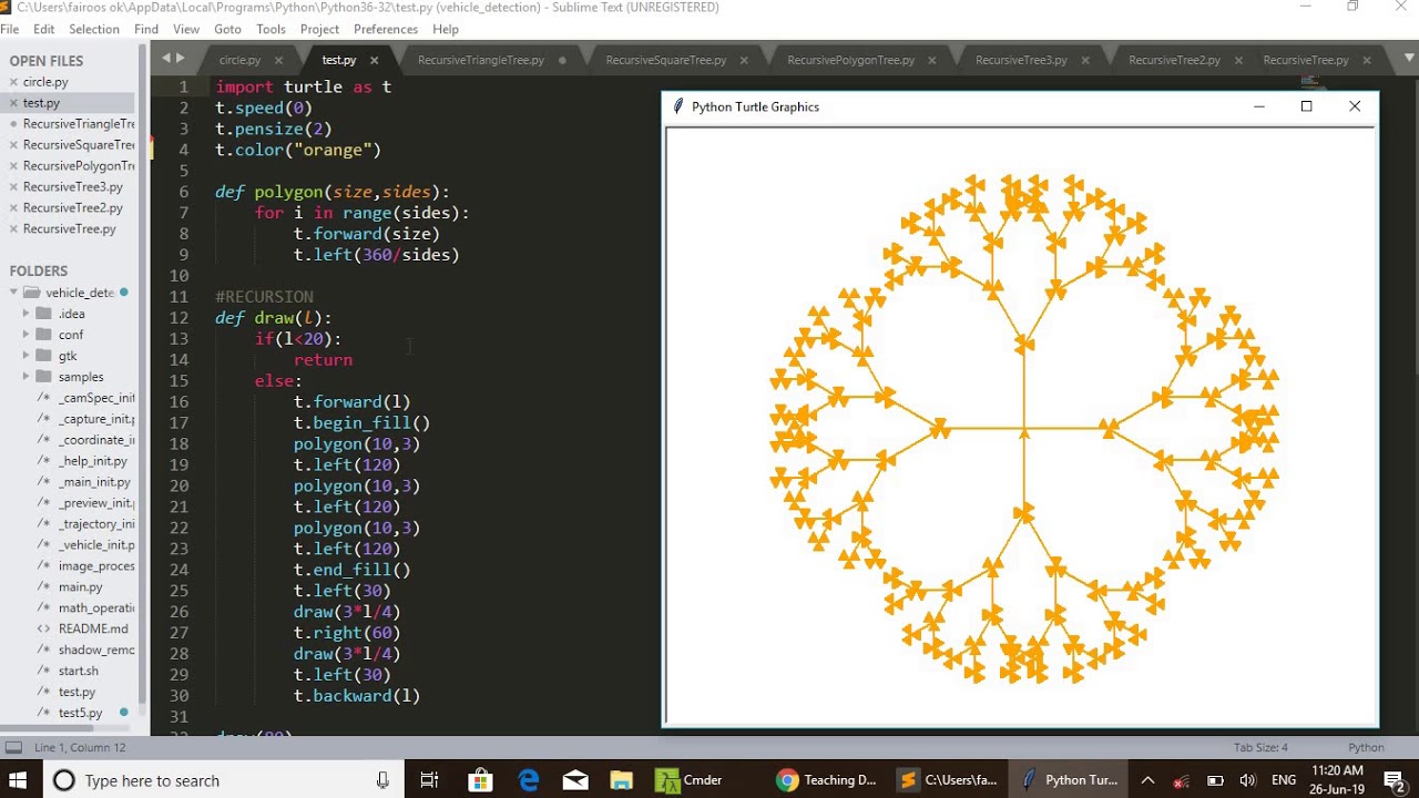 Python Turtle Graphics- Recursive Binary Tree Design 4