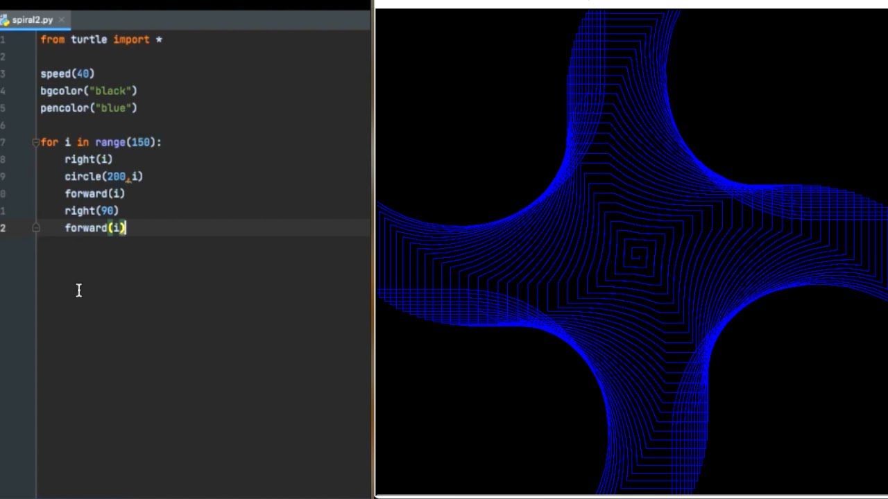 Turtle Art - This amazing python spiral art is hypnotizing