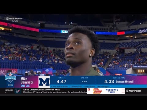 Mike Sainristil ran a 4.47 at 2024 NFL Combine