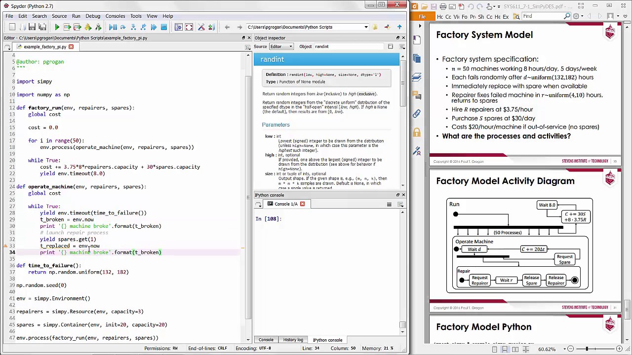 Factory System Discrete Event Simulation in Python (Process interaction)