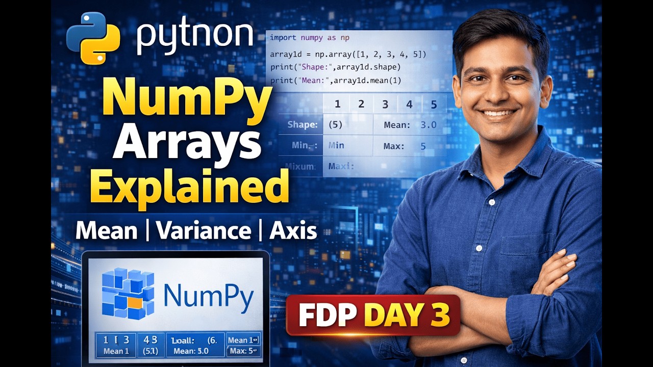 NumPy Arrays & Statistics in Python | Mean, Variance, Axis Explained | FDP Day 3