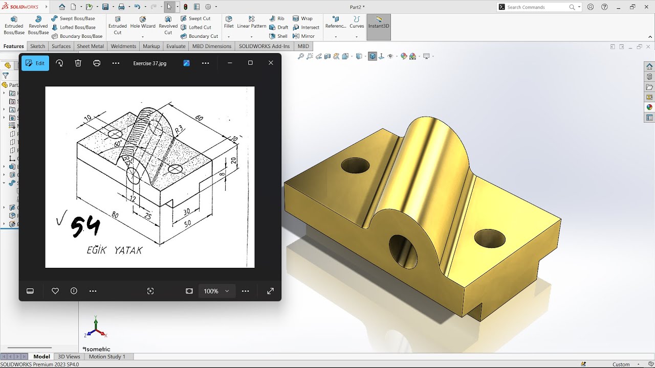 Solidworks Exercise 37 [Tutorial For Beginner]