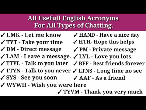 Popular Texting Acronyms in English | SMS & WHATSAPP ENGLISH |Popular Internet Slang Words| Acronyms