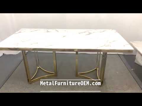 Tempered Glass Large Dining Table Contemporary Design Stainless Steel Frame