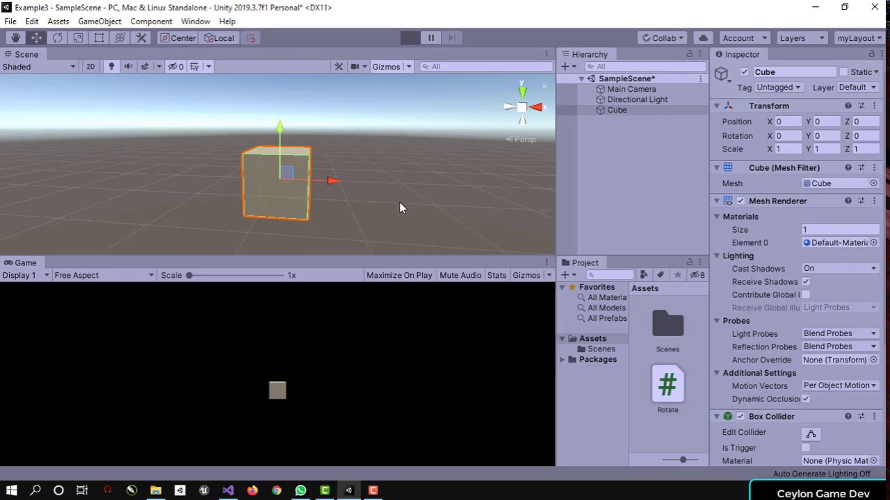 2020 | Unity Scripting API | Coding Examples | How To Rotate A Game Object