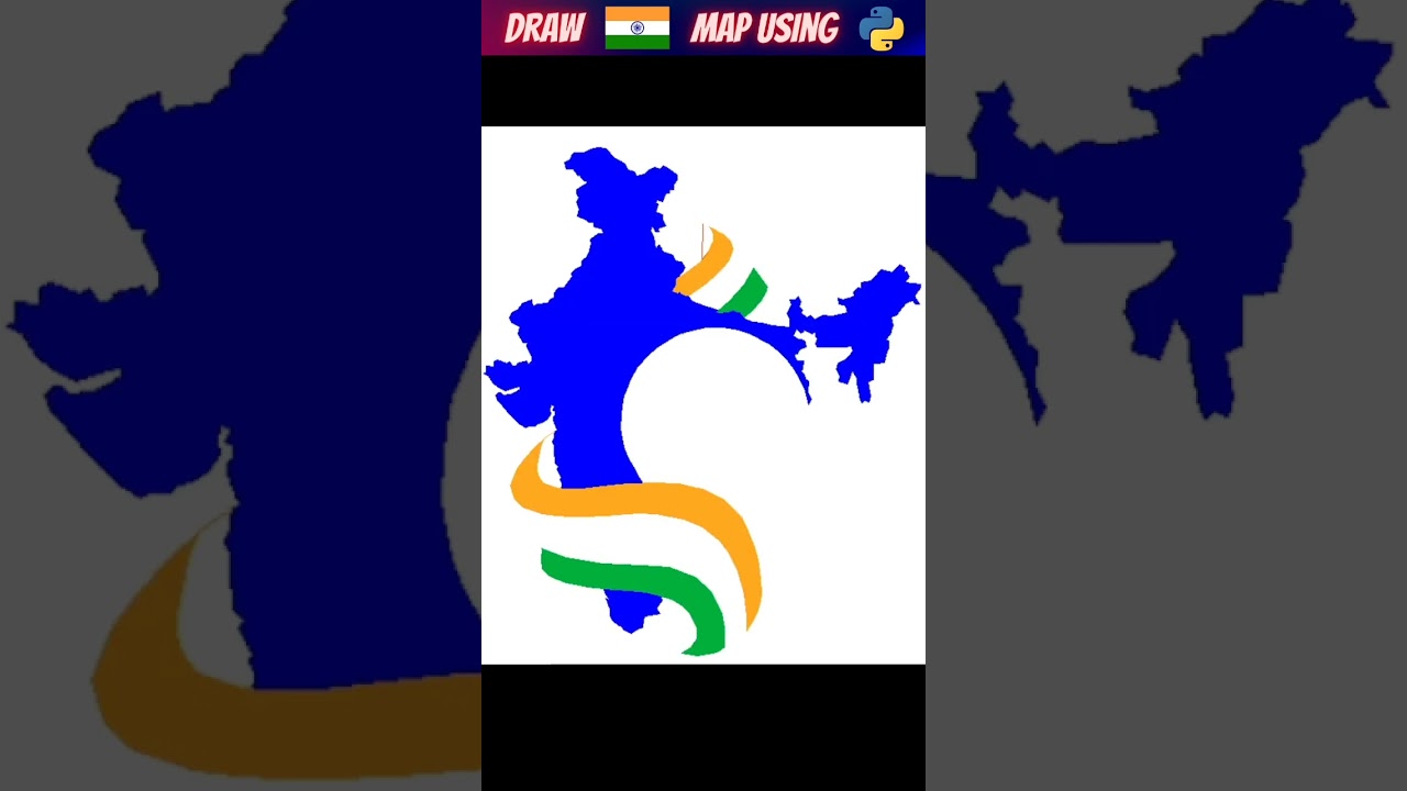 Draw India Map with 3 lines in Python #shorts #pythonshorts #python #indianflag #india