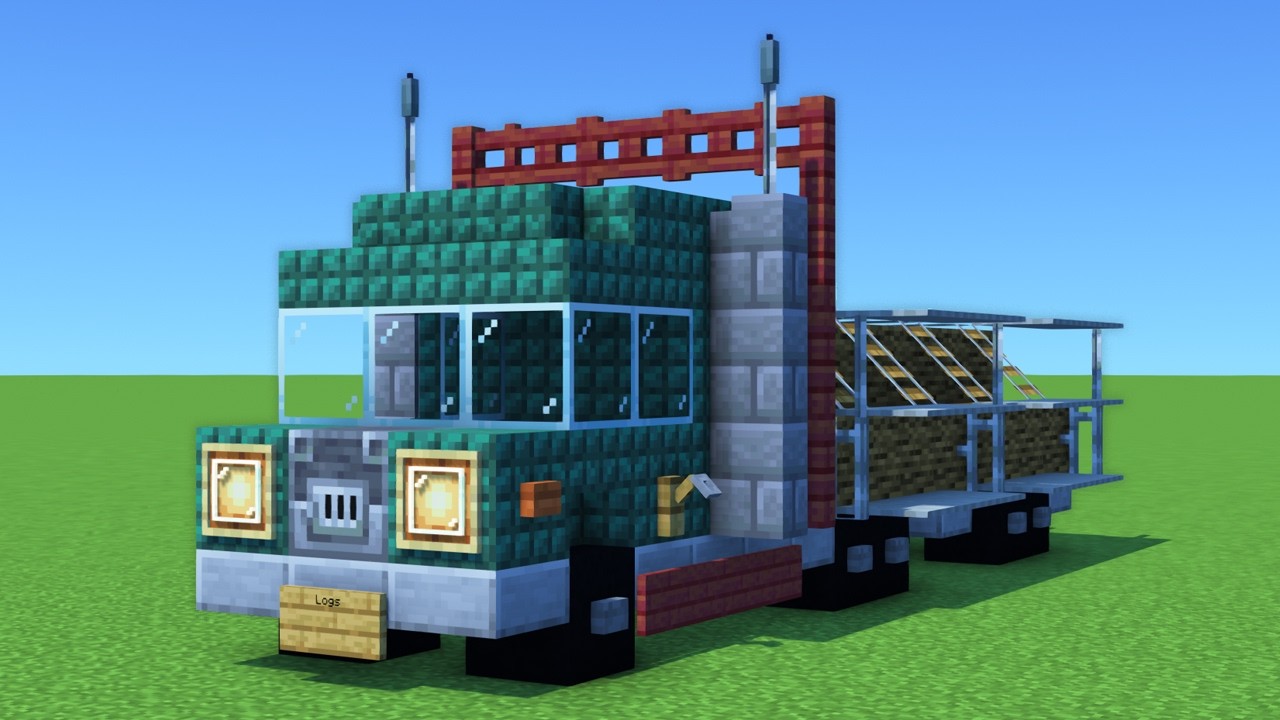 How to Build a Logging Truck In Minecraft | Step-by-Step Build Tutorial ...