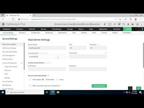 how to configure Mail Server Settings in OpManage Plus