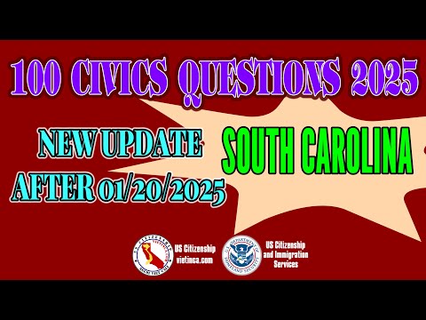 100 Civics Questions for US Citizenship Test 2025 South Carolina