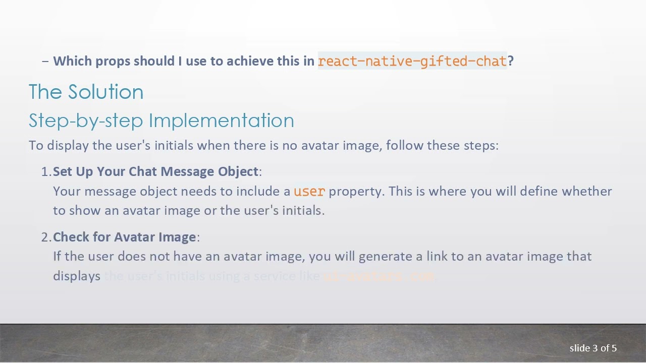 How to Display a User's Avatar as Their Initials in React Native using react-native-gifted-chat