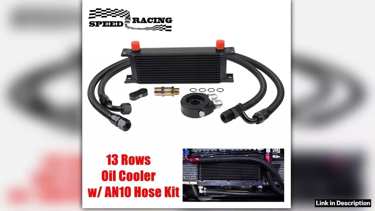 Universal 13 Rows Oil Cooler Kit 10AN Transmission Engine Cooler wOil Filter Sandwich Adapter