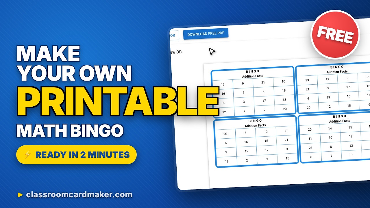 Custom Bingo Cards for Math Class — Ready in 2 Minutes (Free)