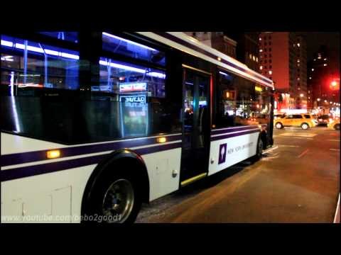 MaBSTOA Bus: M23 / M101 / M102 / M103 & NYU Route E at 23rd & 24th St / 3rd Ave @ NIGHT