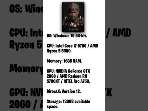 System REQUIREMENTS for BLACK MYTH : WUKONG