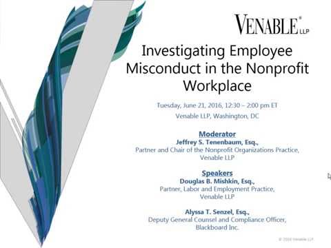 Investigating Employee Misconduct in the Nonprofit Workplace - June 21, 2016