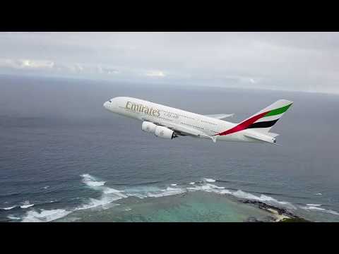 Drone catch Airbus A380 during the take-off