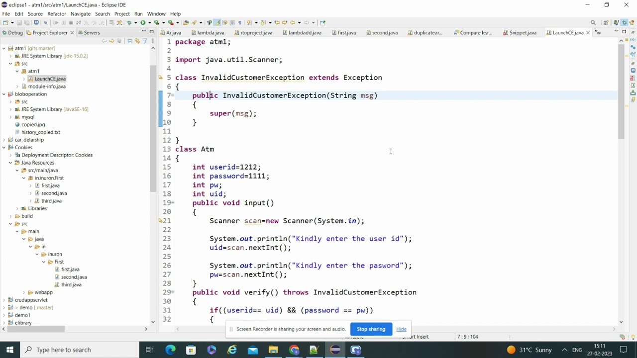 java project 1 console based atm app