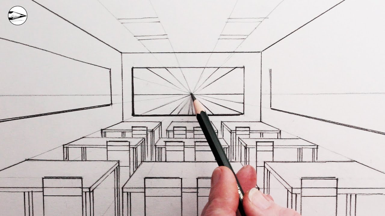 How to Draw a Classroom using One-Point Perspective for Beginners
