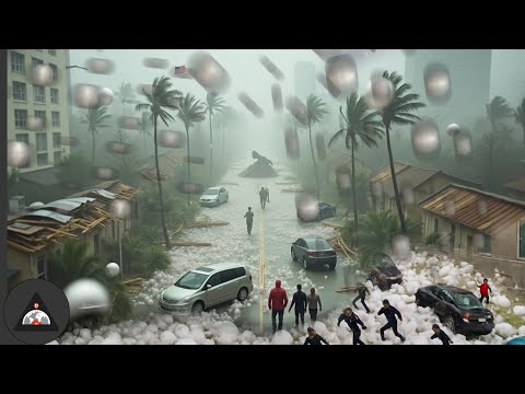 Chaos in Florida Today! Brutal Hail Storm Destroys Homes & Cars in Palm Bay & Miami