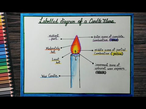 How to draw and label Candle flame diagram l Candle Flame diagram drawing for Science project