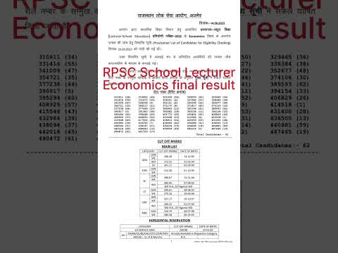 Rpsc school lecturer Economics 2022 final results out #rpsc1stgrade #rpsc #rpsc_news #youtubeshorts