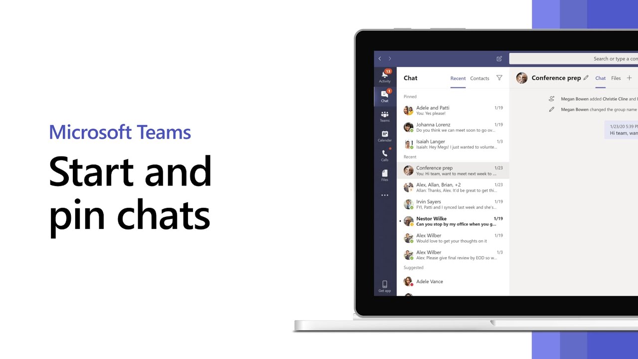 How to start and pin chats in Microsoft Teams