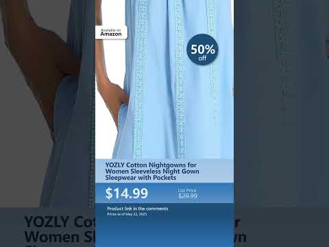 YOZLY Cotton Nightgowns for Women Sleeveless Night Gown Sleepwear with Pockets