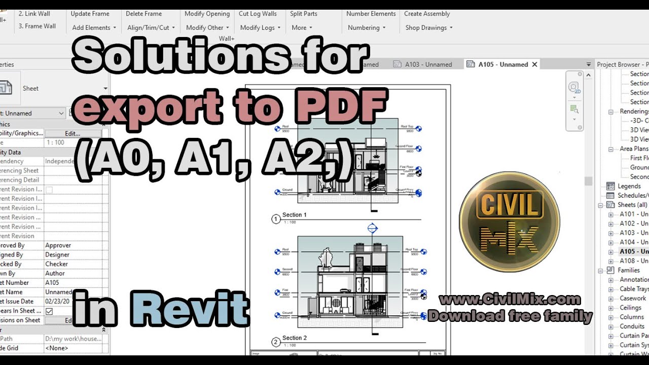 Solutions for export to PDF (A0, A1, A2,) in Revit